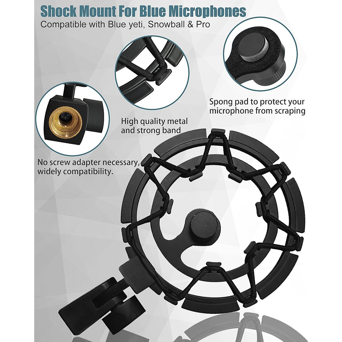 Boseen Microphone Boom Arm Stand for Blue Yeti with Shock Mount Foam Cover, Heavy Duty Boom Scissor Arm Stand for Blue Yeti, Broadcasting and Recording