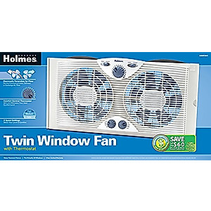 Holmes Dual 8" Blade Twin Window Fan with Manual Controls, 3 Speed Settings, White