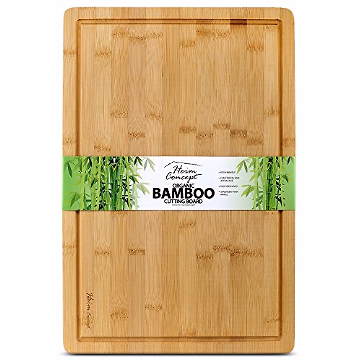 Heim Concept Organic Bamboo Cutting Boards for Kitchen Extra Large Chopping Board with Juicy Groove Perfect for Meat, Vegetables, Fruits, Cheese (18x12x3/4)