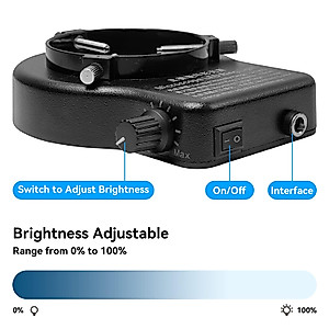 144 64 LED Ring Light Illuminator for Stereo Microscope, Adjustable Ring Light Lamp Industry Monocular Binocular Trinocular Soldering Stereo Repairing Microscope Video Camera (64 LED Detachable Plug)