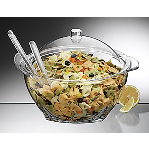 Prodyne Appetizers on Ice with Lids, 16", Clear and Prodyne Bowl, ICED Salad-4 Qt, Off-White