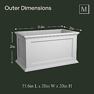 Mayne Fairfield 20in x 36in Rectangle Planter - Black - 36in L x 20in W x 20in H - with Built-In Water Reservoir (5826-B)