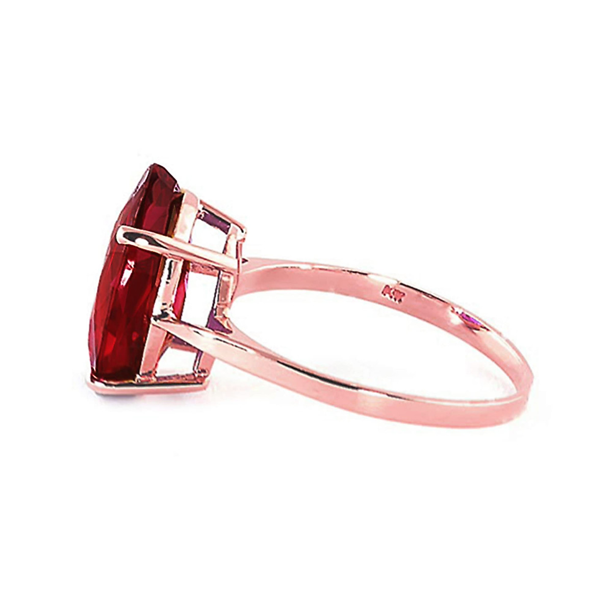 Galaxy Gold GG 14k Solid Rose Gold Ring 7.5 ct Oval-Shaped Ruby - Size 7