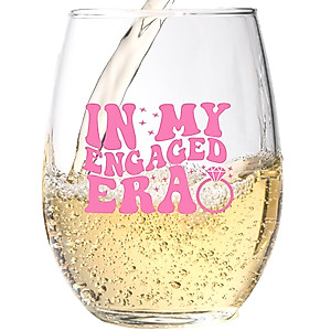 In My Engaged Era WIne and Whiskey Glass Gift Set | Engagement Gift for Couples | Boyfriend and Girlfriend | New Fiance Fiancee for Him and Her - His and Hers Glasses For Mr and Mrs Bride and Groom
