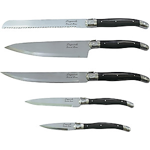 French Home, LLC 5 Piece Laguiole Kitchen Knife Set, Black