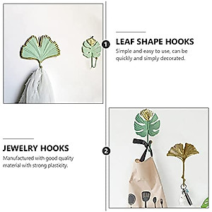 Amosfun 6pcs Plant Tropical Leaf Coat Mask Storage Decorative Reusable Stylish Corridor Leaf- Shaped Modern of Metal Window Things for Bathroom Shaped Utility Decor Iron Clothes