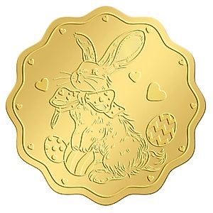 CRASPIRE Easter Bunny 2" Gold Foil Embossed Envelope Seals Stickers 100pcs Cute Rabbit Self Adhesive Embossing Certificate Seals Sticker Label for Wedding Invitations Gift Packaging