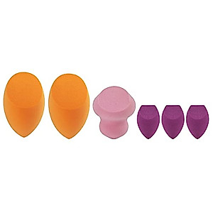 Real Techniques Miracle Complexion Assorted Beauty Sponges Makeup Blender, For Blending & Sculpting, Full Coverage, Professional Makeup Tool, Cruelty Free, Vegan, Latex Free, 6 Piece Sponge Set