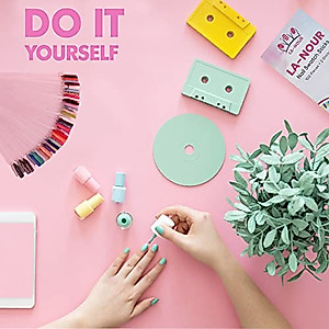 LA NOUR 150 Pcs - Nail Swatch Sticks with Ring & Stickers, – Practice Nail Tips, for Nail Polish, Gel, Dip Powder & Nail Art Practice – Clear, Large & Fan-Shaped – Best for Home & Salon (150 count)