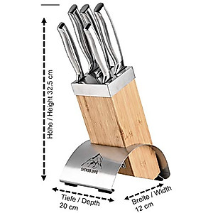 SVENSBJERG Kitchen Knives Set with Block, Professional Kitchen Knives, Cooking Knives, Sharp, Stainless Steel, Chef Knife, Bread Knife, Paring Knife, Slicing Knife, Utility Knife | SB-MB101-KS101