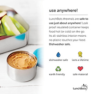 LunchBots Tiny Dips Condiment Containers - Set of 3 - Perfect Portion Cups - Spill Proof Lunch Box Sauce Container with Lid - Food Grade Stainless Steel - 1.5oz - Dishwasher Safe - Assorted Lids