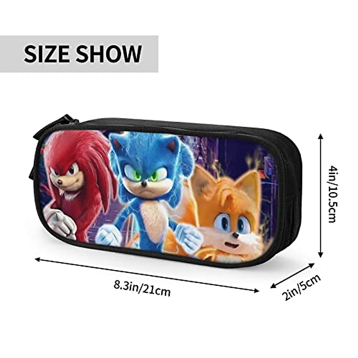 Youth Pencil Case, Cartoon Hedgehog Double Zipper Storage Bag Unisex