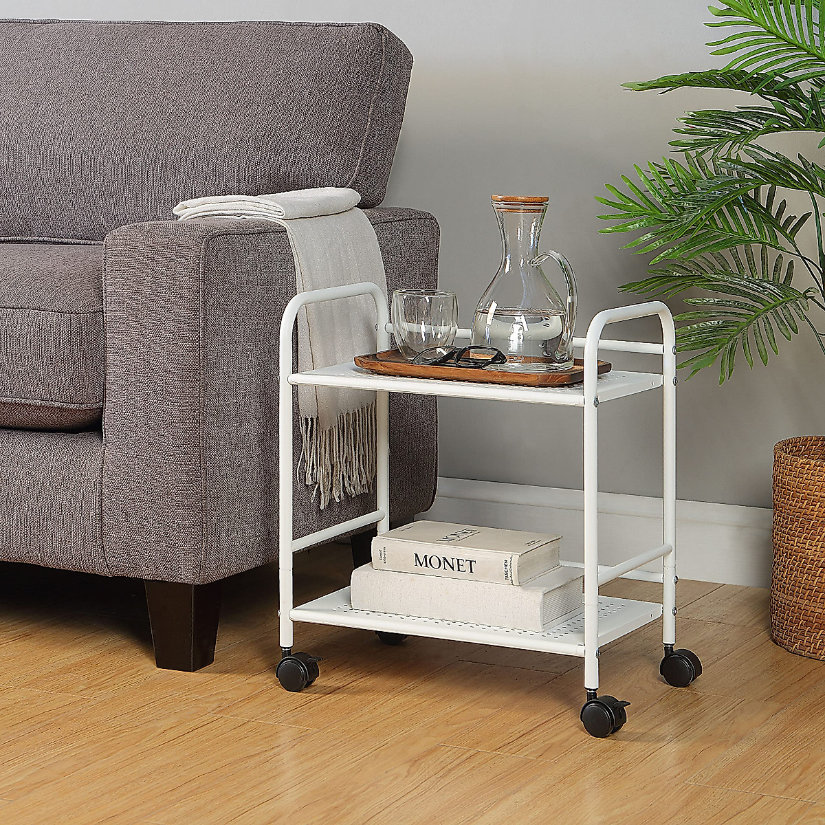SunnyPoint Minimalist Style Utility Rolling Shelf Cart (WHT)