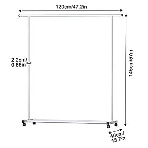 UDEAR Garment Rack Freestanding Hanger,Multi-functional Portable Clothing Rack with Wheels,White