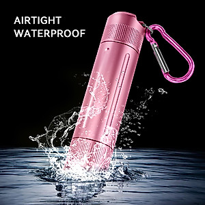 Aufew Smell Proof Airtight Container, Portable Sealed Stash Jar Lightweight Aluminum Travel Storage Tube with Carabiner for Herbs, Spices, Valuables - Pink