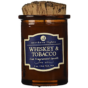 Northern Lights Candles Whiskey and Tobacco Spirit Candle, 5 oz, Amber