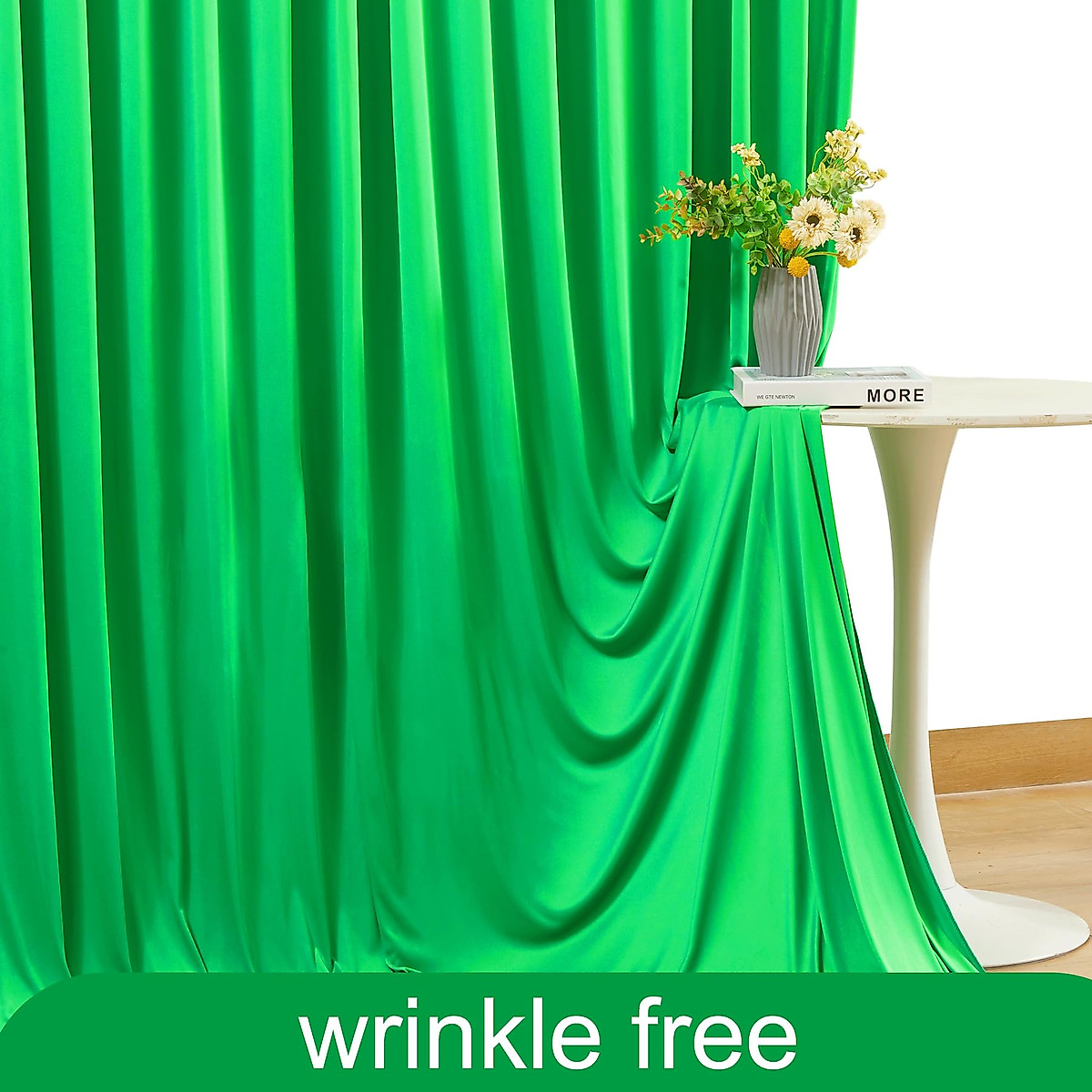 10x10 Green Backdrop Curtain for Parties Baby Shower Wrinkle Free Green Photo Curtains Backdrop Drapes Fabric Decoration for Birthday Party 5ft x 10ft,2 Panels