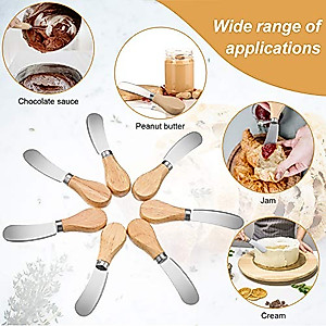 Patelai 12 Pieces Cheese Spreader Cheese Butter Knife Stainless Steel Butter Spreader Knives with Bamboo Handle Sandwich Cream Cheese Cake Condiment Knife Set, 4.7 Inch