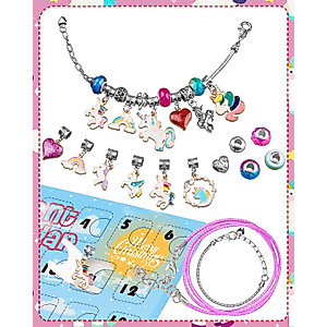 Advent Calendar 2023 Girls Unicorn Charm Bracelets Making Kit, 24 Days of Christmas Advent Calendars for Teens Kids Age 4-12, Unicorns Gifts for Girls 4 5 6 7 8-10 Girl Craft Toys Countdown Calender.