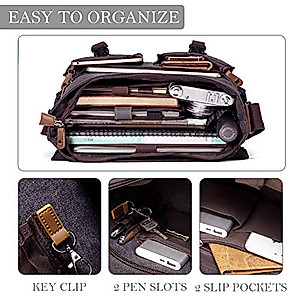 VASCHY Messenger Bag for Men, Water Resistant Canvas 14inch Laptop Shoulder Commuter Bag for Men and Women Dark Gray