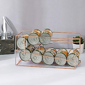 MyGift Modern Copper Tone Metal Wire Countertop or Pantry Can Holder Organizer Storage Dispenser Rack