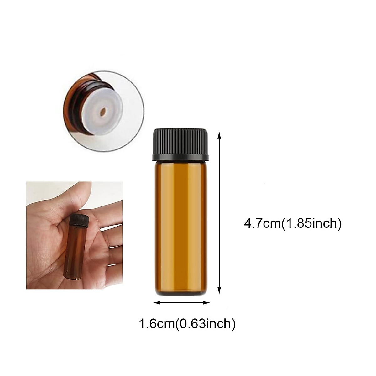 Elfenstall 10PCS 5ML 1/6oz Amber Glass Bottle with Orifice Reducer and Screw Cap For Essential Oil Perfume Liquid DIY Sample Vials 1pc Clean Cloth + free 3ml Dropper