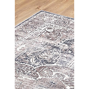 The Rug Collective Machine Washable Area Rugs 9x12 Living Room- Distressed, Vintage, Premium Recycled Cotton | Fade & Stain Resistant, Pet & Kid Friendly, Eco Friendly, Non-Shed, Non-Slip | Kendra Ash