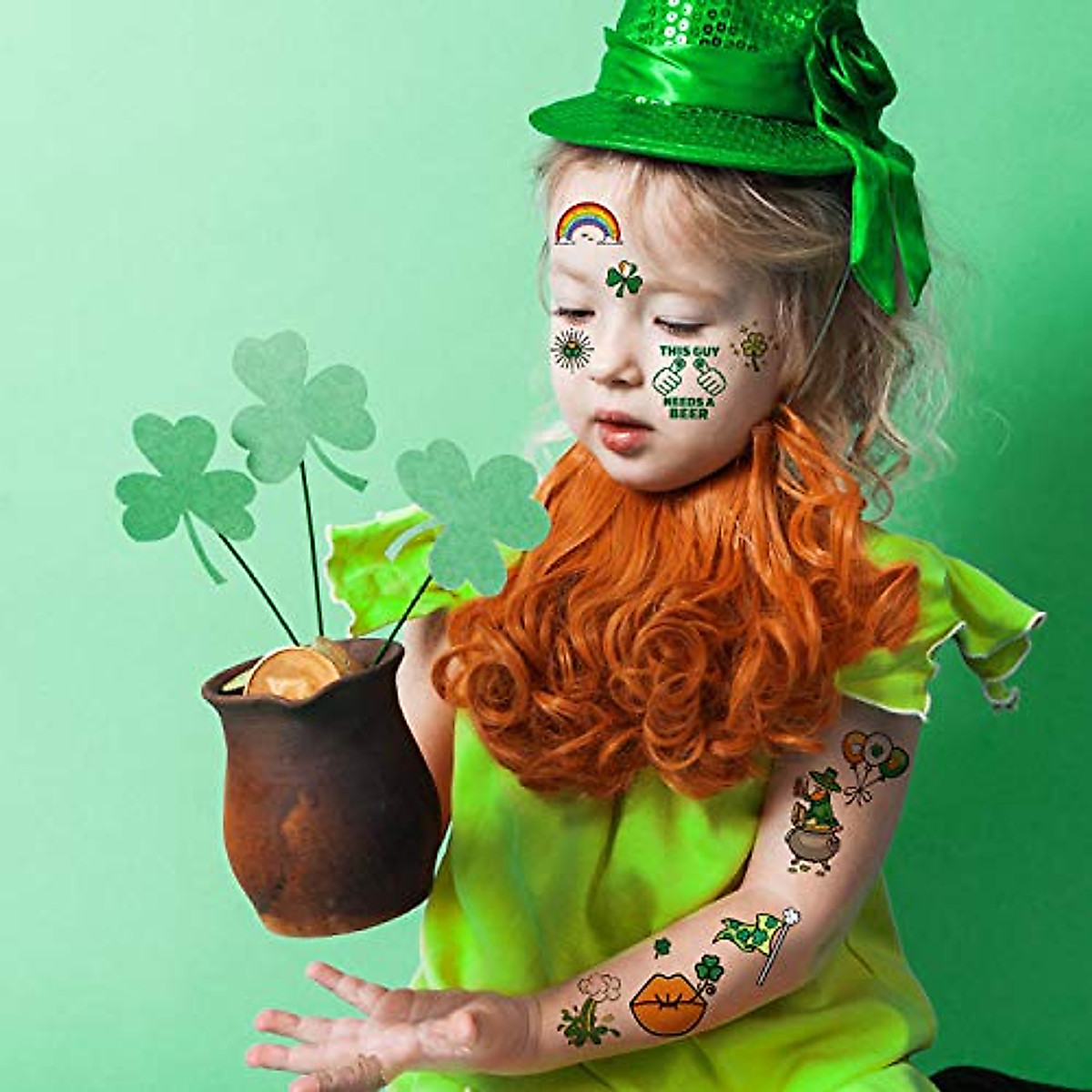 DmHirmg St Patricks Day Temporary Tattoos for Kids Boys Girls,Kids St Patricks Day Day Tattoos Sets, Waterproof Fake Tattoo Stickers, Kids Birthday Party Favors Supplies 10 Sheets