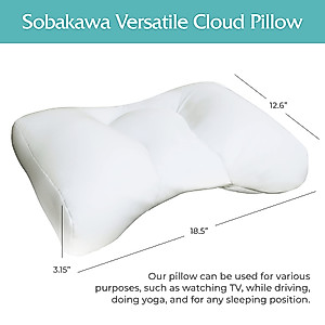 Sobakawa Cloud Pillow with Microbead Fill- Microbead Pillow- Contoured-Shaped Pillow for Neck and Head- Support Pillow for Sounder Sleep- Microbead Pillow for Sleeping- White