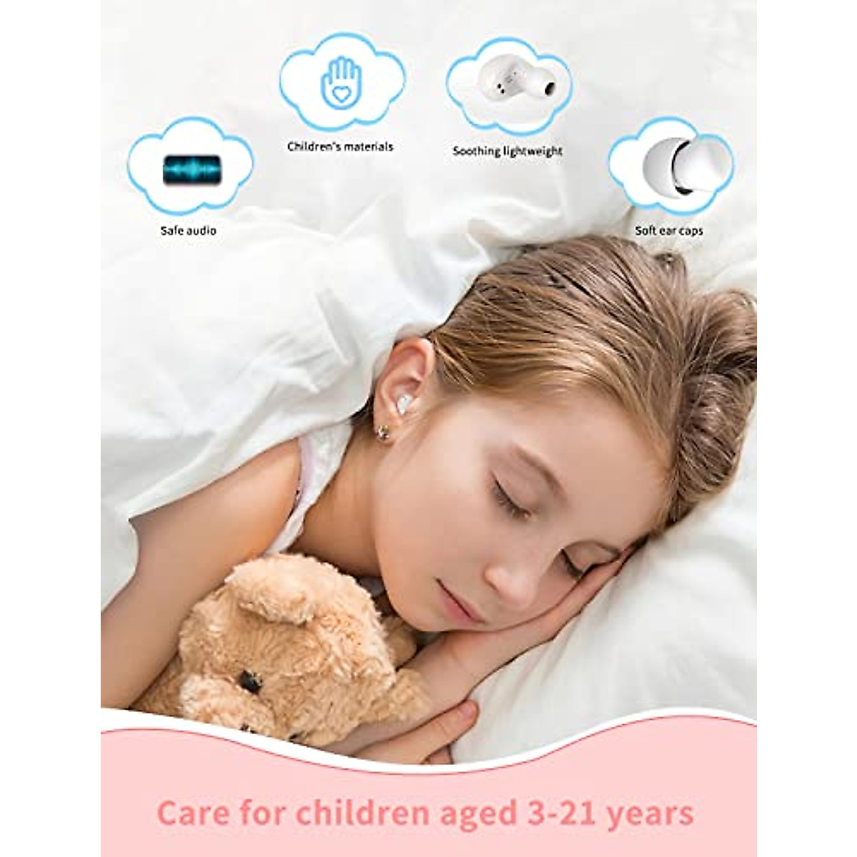 Togetface Kids Bluetooth Earphones - Pink Wireless Kids Earbuds - as a Gift for Kids to use at School 36 Hours Playtime Cordless Girls Earbuds - Cartoon Kids Headphones - for iPhone Android