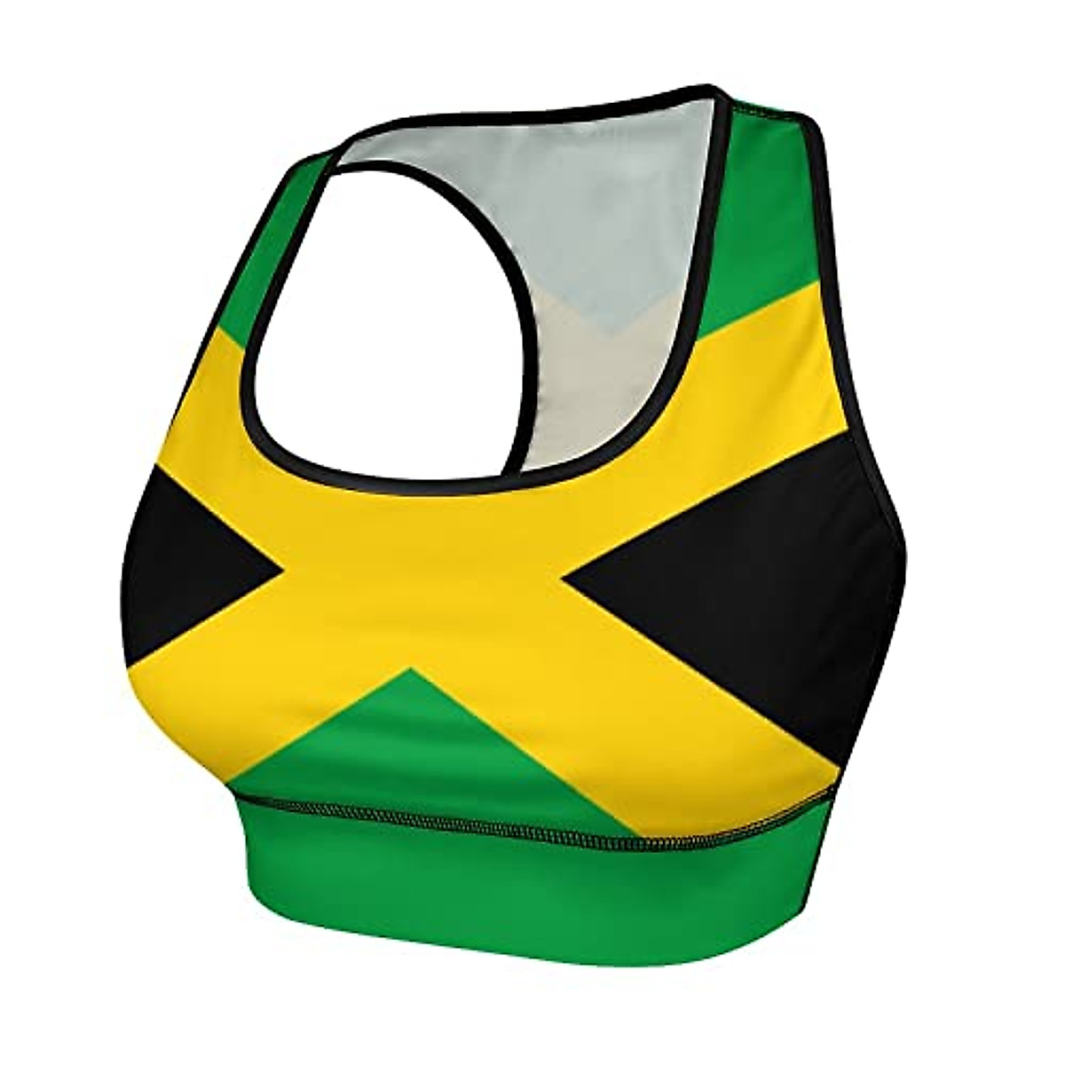 AuHomea Women Yoga Set Jamaica Flag Workout Sport Bra with High Waist Shorts Legging Outfit Tracksuit for Girls 2Pcs Size L