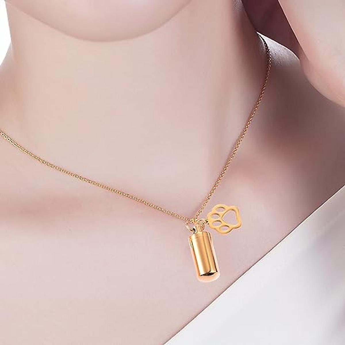 Stainless Steel Pet Urns Holder Necklace For Dogs Cats Pet Memorial NecklaceKeepsake Loss Pet Memory Urn Holder Jewelry Memorial Jewelry For Pets Ashes Container Pendant For Pets Pet Memorial Necklace