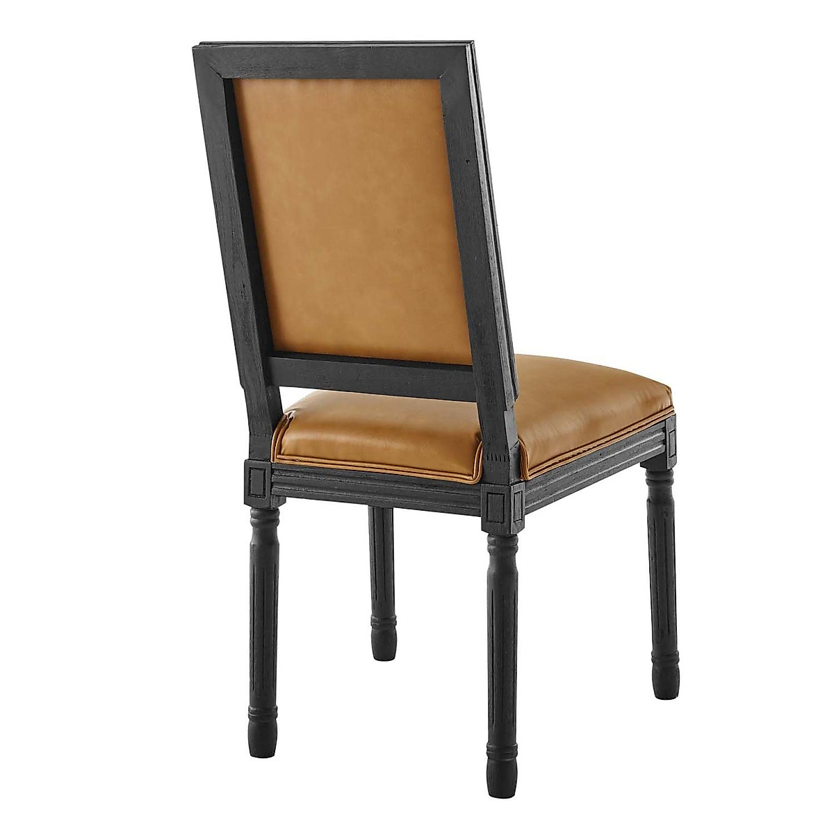 Modway Court French Vintage Vegan Leather Dining Chair in Black Tan