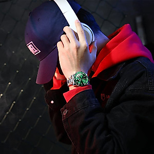 OLEVS Men Automatic Watches Green Watches for Men Self Winding No Battery Waterproof Mens Watches Pro Divers Two Tone Men's Wrist Watches, Reloj para Hombre