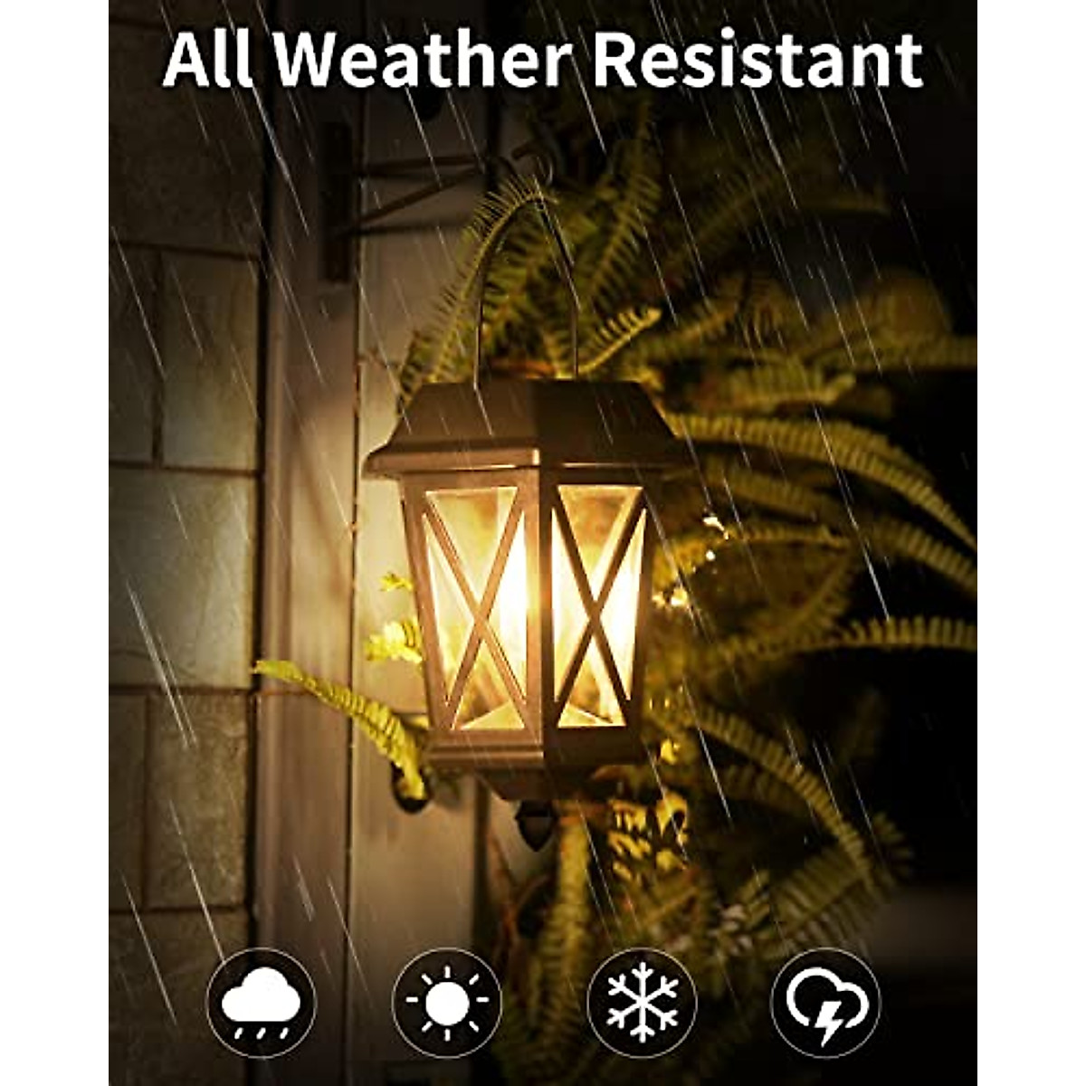 TEKLAPS Solar Wall Lantern Lights 2 Pack,Outdoor Hanging Solar Lights Decoration,Anti-Rust & Waterproof Stainless Wall Lights,Powder Coat Black + UV Protection with Glass Lampshade,3000K Warm