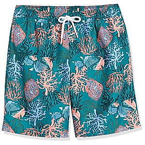 Amazon Essentials Men's 9" Quick-Dry Swim Trunk, Coral Orange, Large