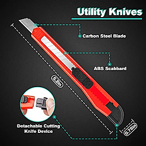 DIYSELF 24Pack Box Cutters (9MM Wide Blade Cutter) Utility Knife Box Cutter Retractable, Compact, Extended Use for Heavy Duty Office, Home, Arts Crafts, Hobby(Mix)