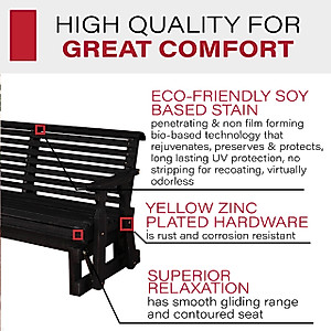 Amish Heavy Duty 800 Lb Roll Back Pressure Treated Porch Glider (4 Foot, Semi-Solid Black Stain)