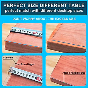 1.5mm Thick Rectangular Clear PVC Table Cover Protector 12x24 inch Non-Slip Plastic Desk Cover Pads for Dresser Coffee Table Crystal Vinyl Table Cloths for Writing Painting Desk Waterproof Easy Clean