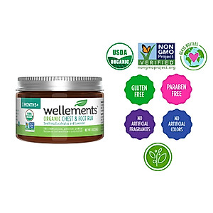 Wellements Organic Baby Chest and Foot Rub | Soothes and Comforts with Eucalyptus and Lavender | Certified Organic | Free From Petroleum, Menthol and Artificial Fragrance | 1.8 Fl Oz. | 3 Months+