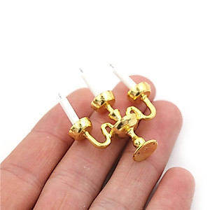 3 Pieces Miniature Lamp Candle 1:12 Hanging Lamp Arm Candles Luxury Chandelier Mini Ceiling Light Lamp Mini House Accessories(Gold)