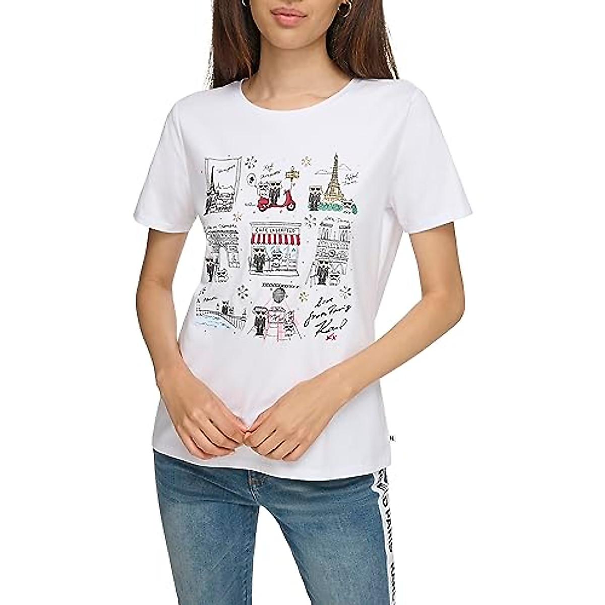 Karl Lagerfeld Paris Women's Logo T-Shirt, White