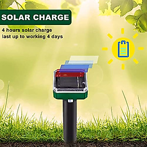 6 PK Solar Mole Repellent Outdoor Ultrasonic Gopher Control Spikes, Groundhog Repeller Snake Rodent Gopher Spikes Chaser Pest (6)