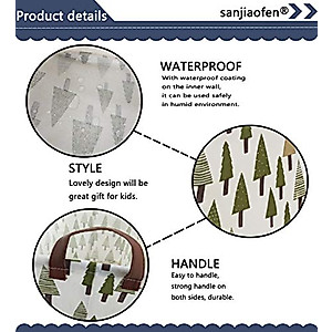 Sanjiaofen Rectangular Canvas Storage Bins,Waterproof Storage Basket,Collapsible Toy Organizer Bin with Handles for Clothes Storage, Kid's Toy Box,Book Bag (Tree)