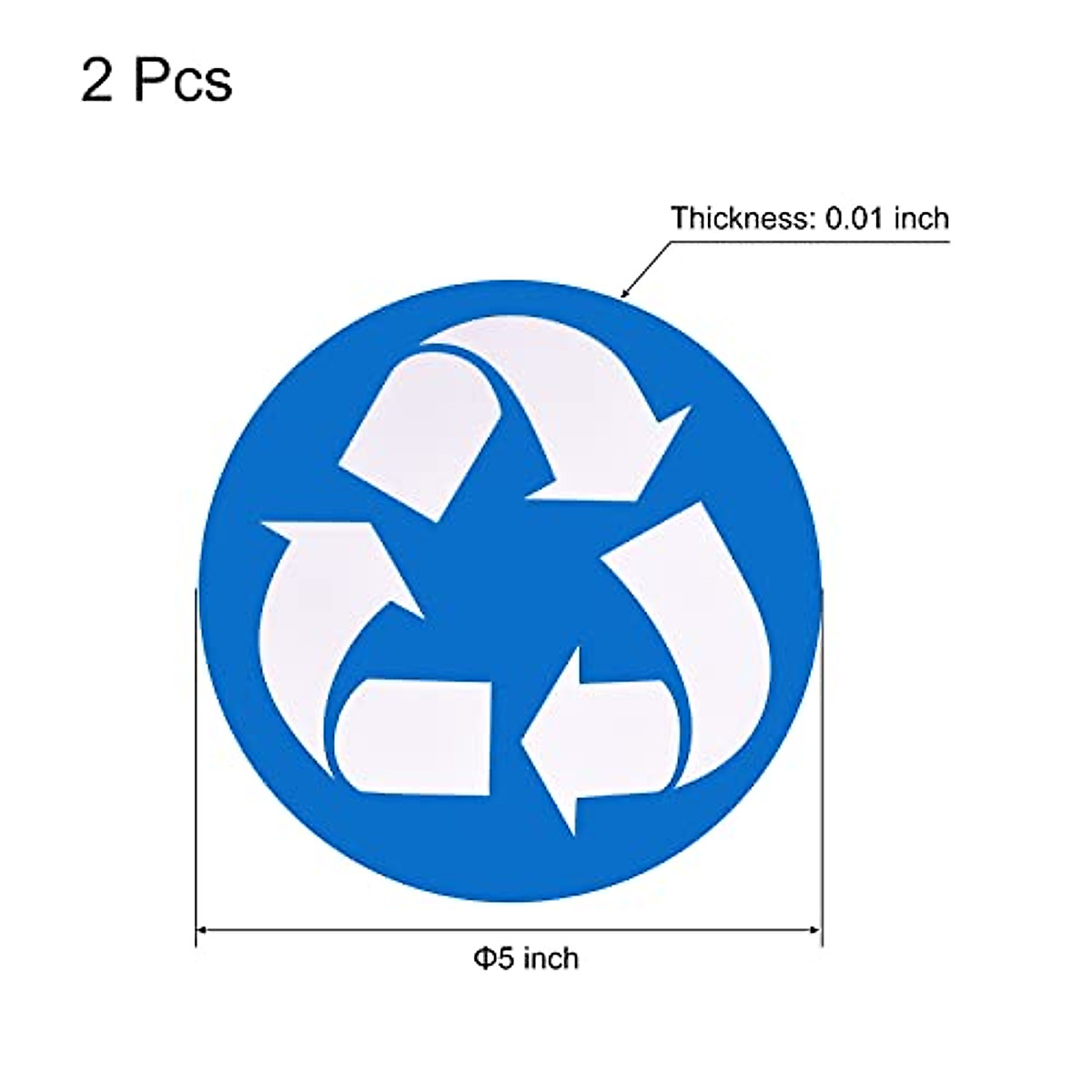 MECCANIXITY Recycle Sticker Bin Labels 5 Inch Self-Adhesive Recycling Vinyl for Home Office Stainless Steel/Plastic Trash Can, Blue Pack of 2