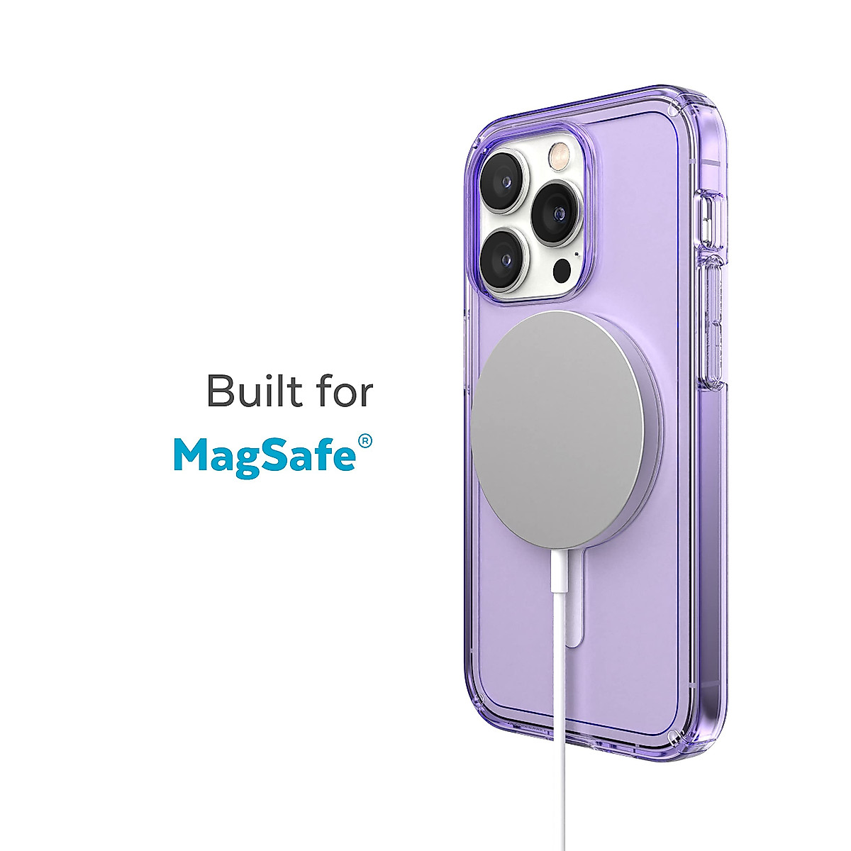 Speck Clear iPhone 14 Pro Max Case - Slim, Built for MagSafe, Scratch Resistant & Drop Protection Clear Phone Case - Anti-Yellowing - 6.7" iPhone 14 Pro Max Case - Amethyst Purple GemShell