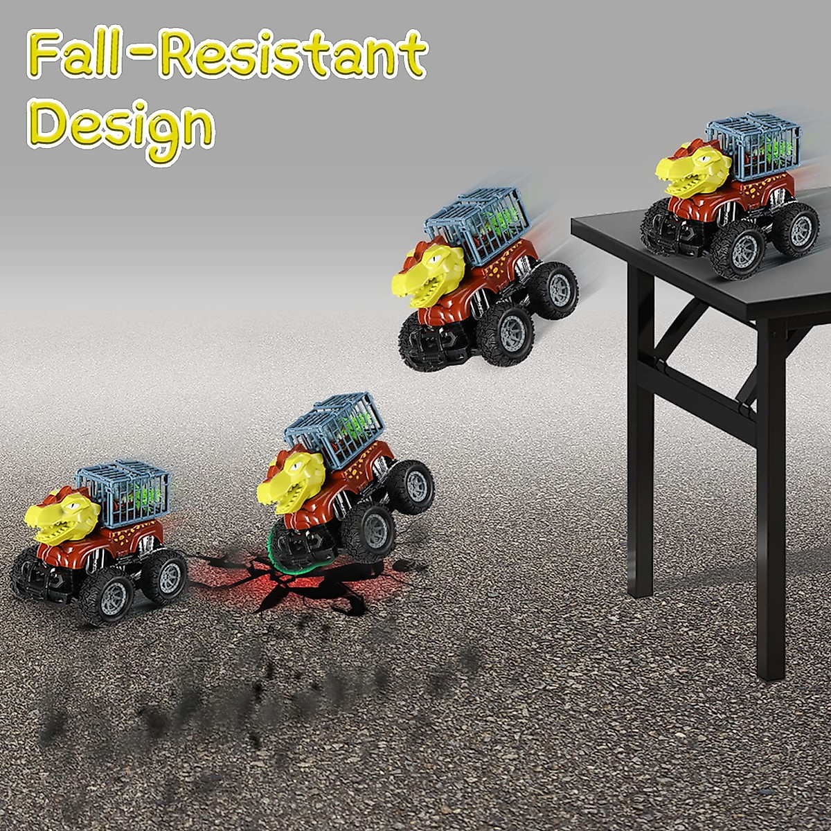 Yoocaa Dinosaur Toys for Kids 3-5, 4 Dinosaur Monster Trucks Mini Pull Back Cars, Dinosaur Transport Carrier Truck Playset, Gifts for Boys Toddler 3,4,5,6 Years Old