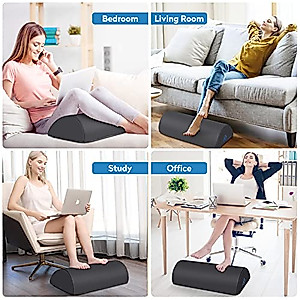StepLively Foot Rest for Under Desk at Work-Ergonomic Design Foot Stool for Fatigue&Pain Relief with Memory Foam,Non Slip Bead,Washable Cover-Under Desk Footrest for Office,Home,Gaming(Grey)