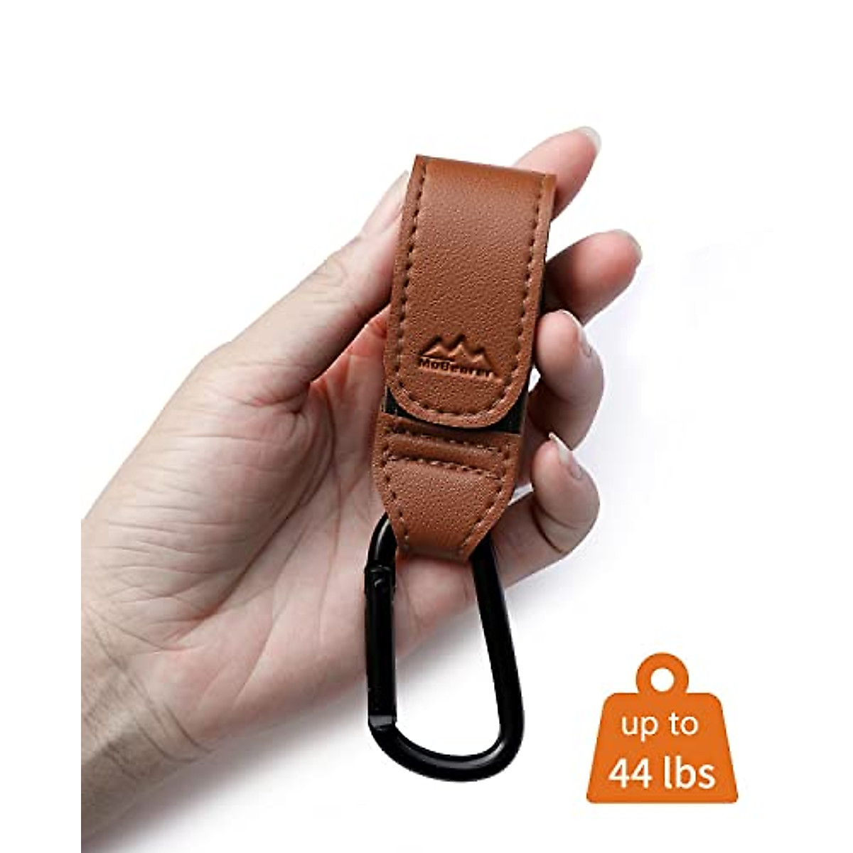 yueqian Stroller Hooks Bag Hooks for Hanging Diaper Bags Multipurpose Hooks for Grocery Shopping ​Bags Premium Vegan Leather Pram Straps Baby Stroller Hooks 2Pcs (Brown)