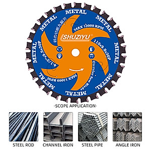 LSHUZIYU 4-1/2" (115mm)-30T, Metal Working Circular Saw Blade, Arbor 3/8"(9.5mm), Use on All Brand 9.5mm Arbor Cordless Saw, Metal, Steel Iron Bar, Sheet, Angle Cutting